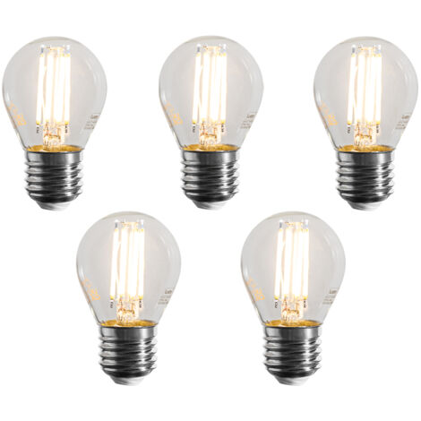 Set of 5 E27 Dimmable LED Filament Bulbs G45 Clear 4W 470 lm 2700K