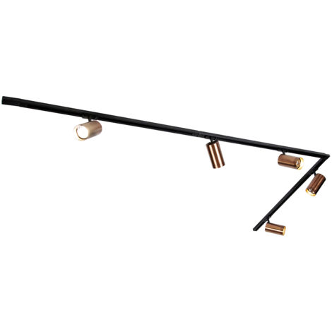 Modern Track Lighting System with 5 Spotlights Dark Bronze 1-Phase GU10 ...