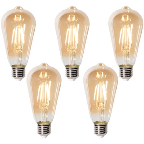 Set of 5 E27 Dimmable LED Bulbs ST64 Gold 5W 450 lm 2700K