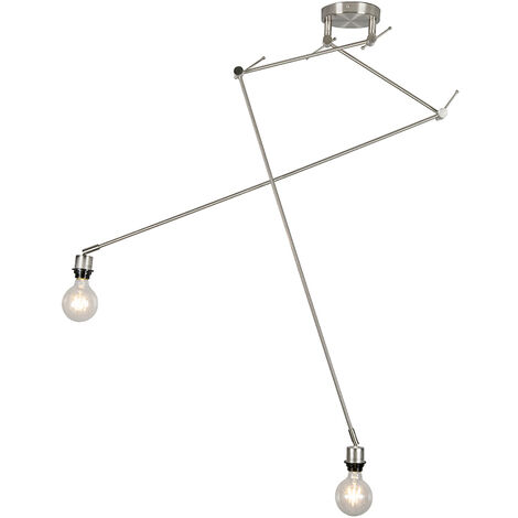 Modern Pendant Light Steel without Shade 2 Lights - Blitz
