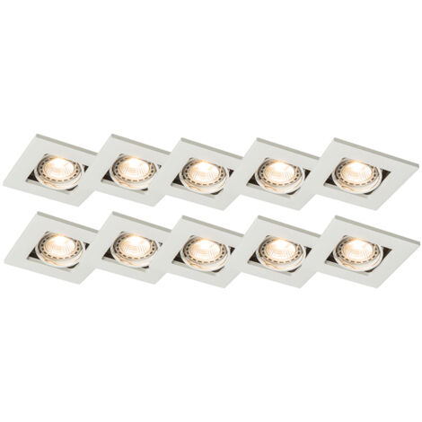 Set of 10 Recessed Spotlights White - Qure