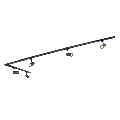 Modern Track Lighting System with 5 Spotlights Black 1-Phase - Iconic Jeana