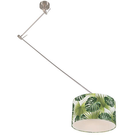Modern Pendant Light Steel with Leaf Shade 35 cm - Blitz