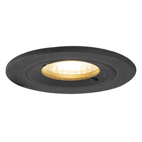 Modern Recessed Spotlight Black Round IP44 - Xena