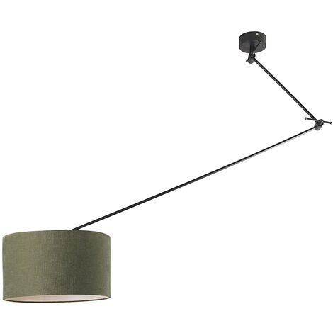 Pendant Light Black with 35 cm Green Adjustable Shade - Blitz