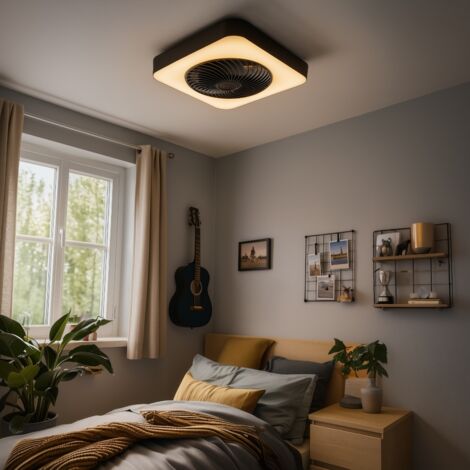 Square Ceiling Fan Black Incl. Dimmable LED - Climo