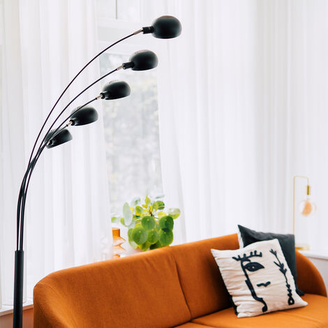 Design Floor Lamp Black with Gold 5-Lights - Sixties Marmo