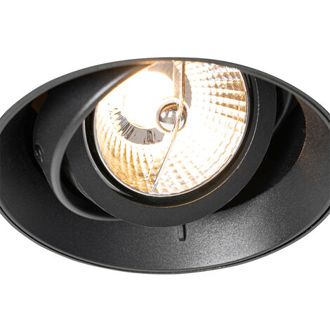 Modern Recessed Spotlight Black GU10 AR70 Round Trimless - Oneon