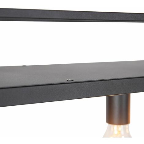 Industrial Pendant Light Black with 4-Light Rack - Cage Rack