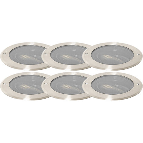 Set of 6 Ground Spotlights Steel AR111 Adjustable IP65 - Delux Honey