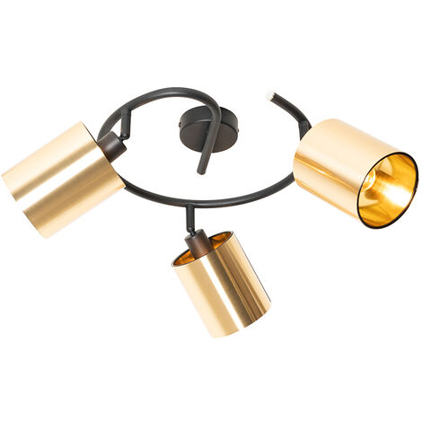 Modern Ceiling Light Black and Gold 3-Lights - Lofty
