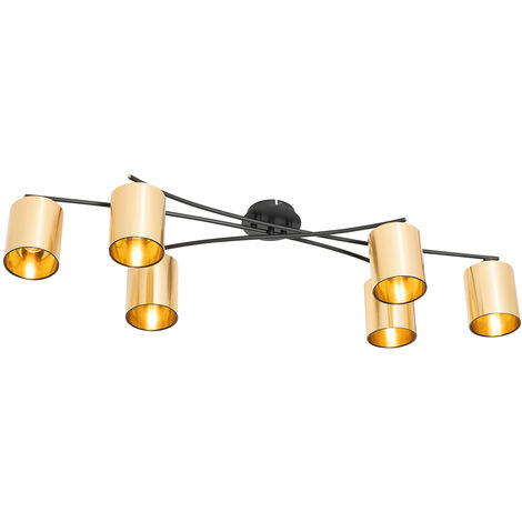 Modern Ceiling Light Black with Gold 6-Lights - Lofty
