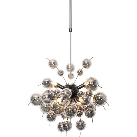 Design Pendant Light Black with Smoke Glass 8-Lights - Explode