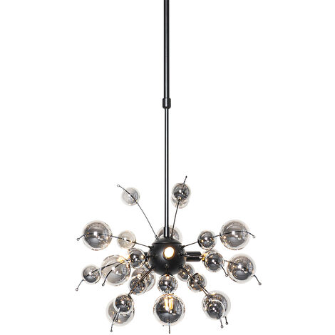 Design Pendant Light With Black and Smoke Glass 4 Lights - Explode