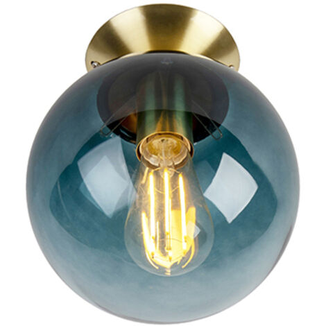 Smart Ceiling Light Brass with Ocean Blue Glass Incl. Wifi ST64 - Pallon