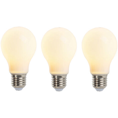 Set of 3 E27 Dimmable LED Filament Bulb Frosted 5W 380lm 2350K