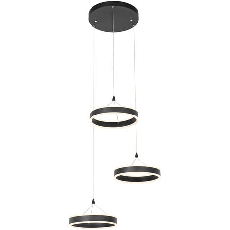 Round Black Pendant Light Incl. LED 3-Step Dimmable 3-Light - Lyani