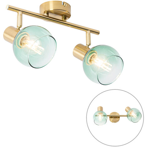 Art Deco Spotlight Gold with Green Glass 2-Light - Vidro