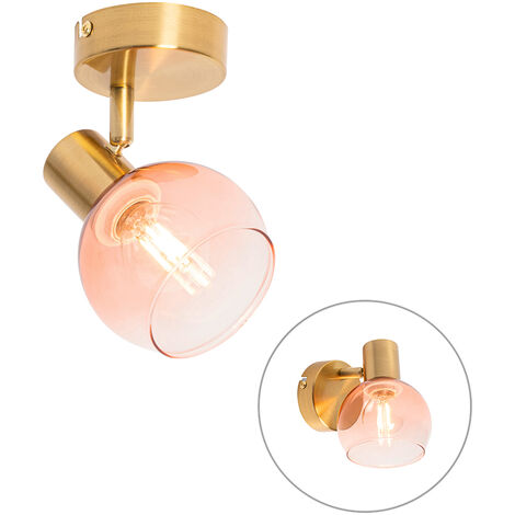 Art Deco Spotlight Gold with Pink Glass - Vidro