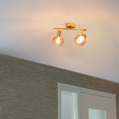 Art Deco Spotlight Gold with Pink Glass 2-Light - Vidro