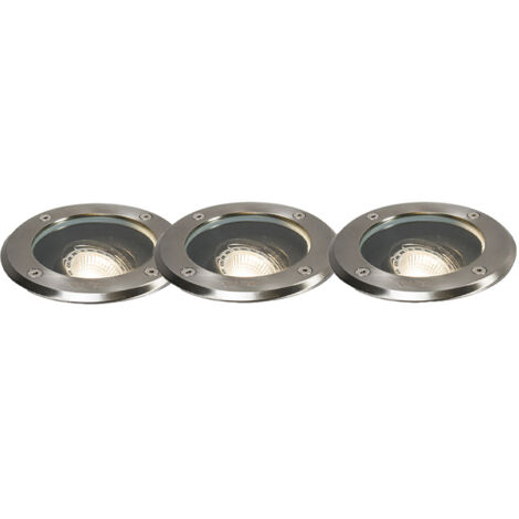 Set of 3 Outdoor Ground Spotlights Steel Adjustable IP65 - Delux