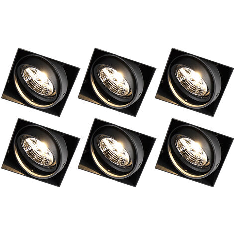 Set of 6 Recessed Spotlights Black GU10 AR70 Trimless - Oneon