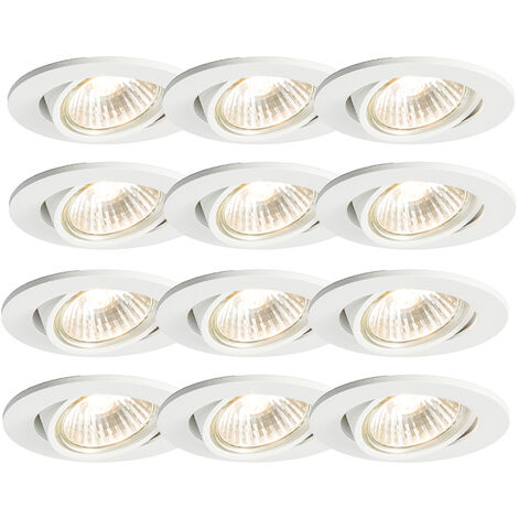 Set of 12 Recessed Spotlights White Tiltable - Cisco
