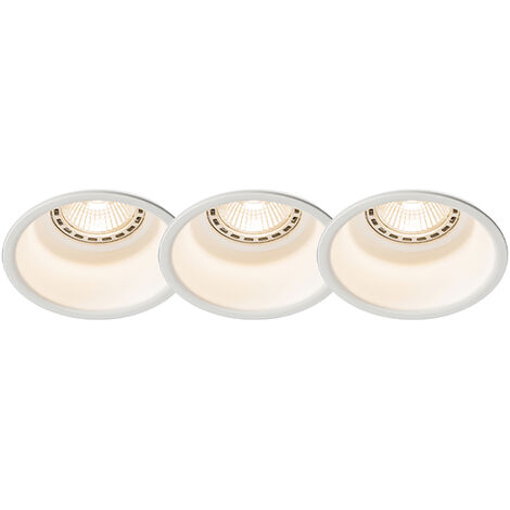 Set of 3 Modern Recessed Spotlights White - Dept