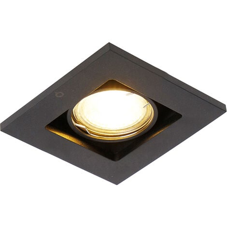 Set of 6 Modern Recessed Spotlights Black Adjustable - Qure