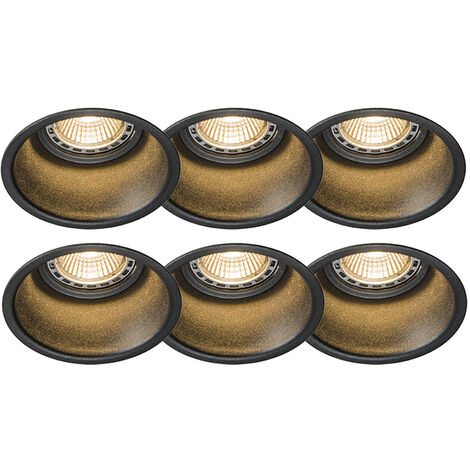 Set of 6 Modern Recessed Spotlights Black - Dept