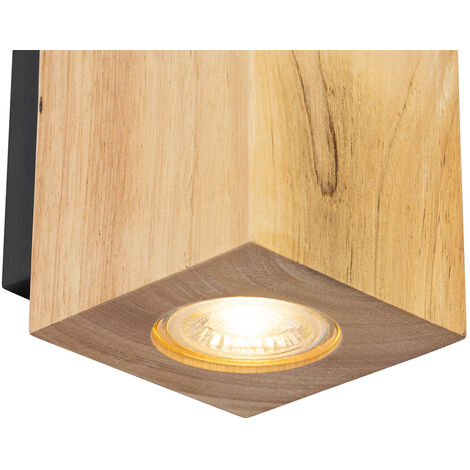 Rustic Wall Light Wood Square 2-Light - Sandy