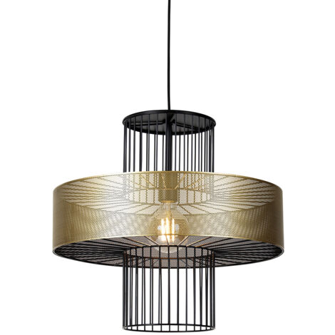 Smart Pendant Light Gold with Black 50 cm Incl. Wifi G95 - Tess