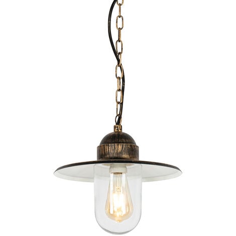 Rustic Outdoor Pendant Light Antique Gold IP44 - Kansas