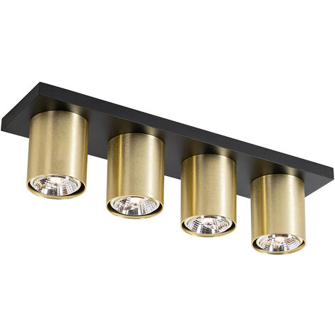 Modern Ceiling Spotlight Black with Gold 4-Light - Tubo