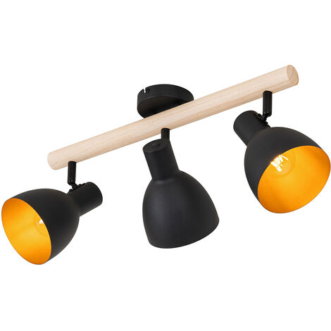 Rustic Spot Black with Wood 3-Light - Flint