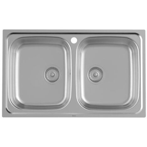 Fregadero Roca Victoria 80 2C acero inoxidable 2 cubetas sobre encimera
