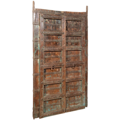 Porta portone in legno massello e ferro da interno o da esterno vecchia ...