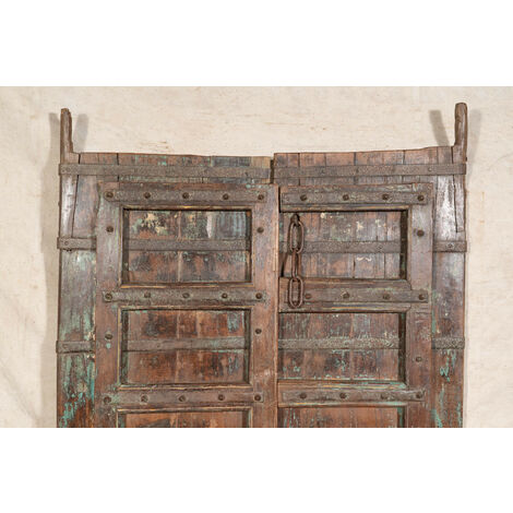 Porta portone in legno massello e ferro da interno o da esterno vecchia ...