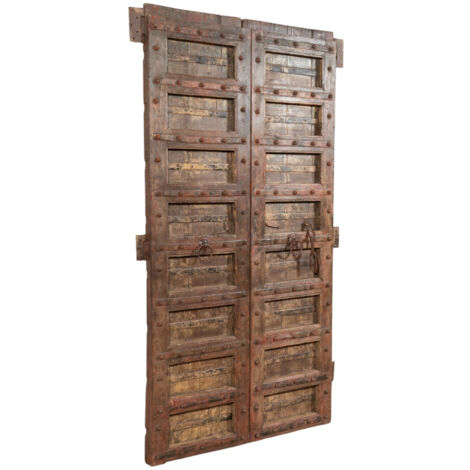 Porta portone in legno massello e ferro da interno o da esterno vecchia ...