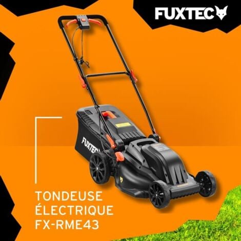 FUXTEC Tondeuse Électrique FX-RME43, 43cm, 45L, Hauteur 25-75mm, 1200W, 12kg, Poussé e, Bac ...