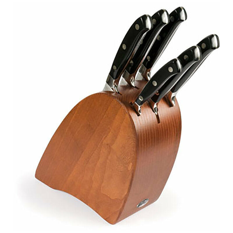 Ceppo in Legno di Ciliegio 6 Coltelli Sanelli Rio ErgoForge Nero