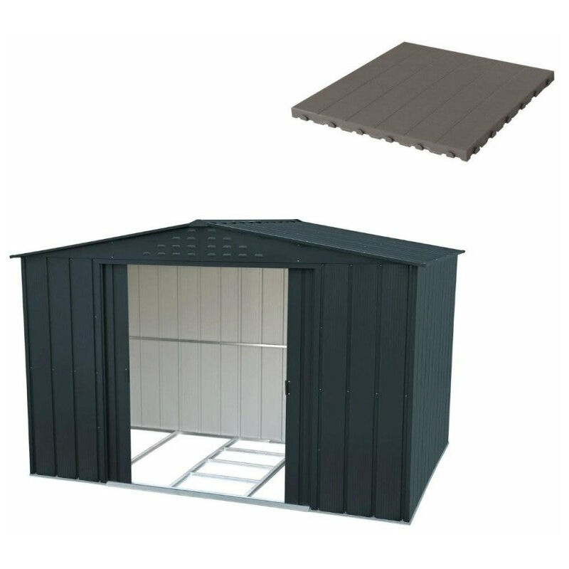 Pavimento per Casetta Box da Giardino 322x233x209 cm in Plastica Grigio