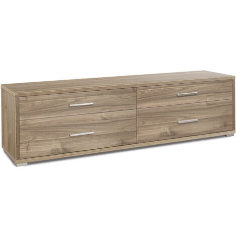 Mobile Basso 4 Cassetti 179x50x47 cm Noce Stelvio