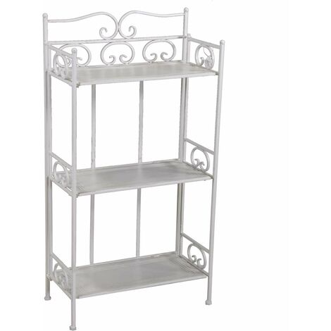 Portapiante 3 ripiani 45x23xh90 cm in Metallo New Jessica Bianco