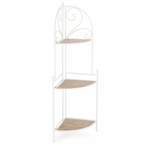 Scaffale Angolare 3 Ripiani 49x33x126 cm in Acciaio Guenda Bianco