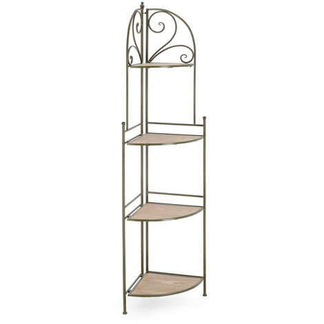 Scaffale Angolare 4 Ripiani 48x35x165,5 cm in Acciaio Guenda Verde Scuro