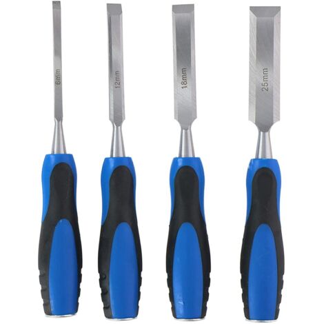 Set 4 Scalpelli per Intaglio Legno Misure 6-12-18-25mm in Acciaio ...