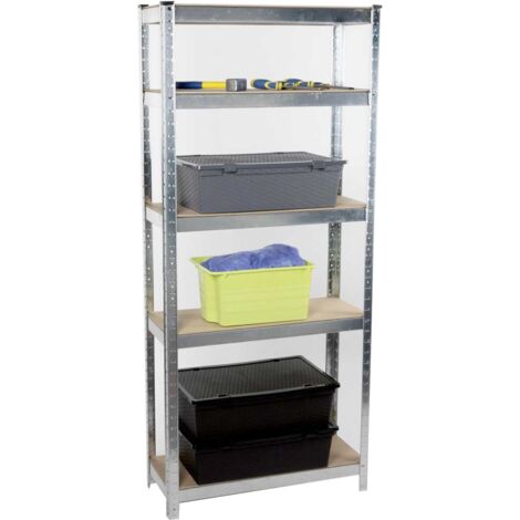 Scaffale in Metallo 5 Ripiani con Piano in Legno 170x75 cm Kinzo