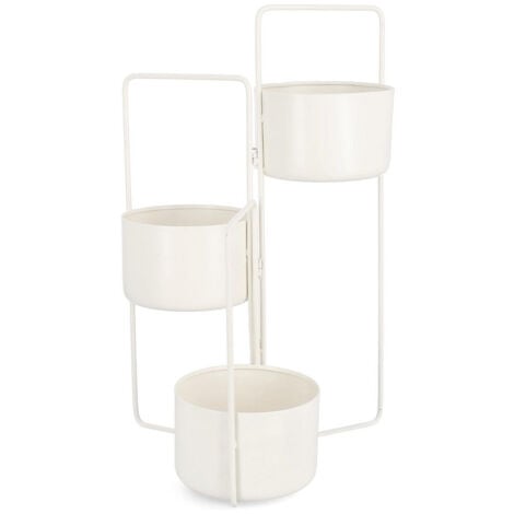 Porta Vasi 3 Ripiani 45x21x68 cm in Acciaio Keyra Bianco