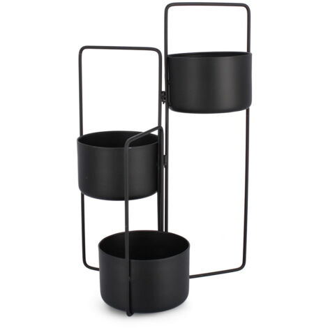 Porta Vasi 3 Ripiani 45x21x68 cm in Acciaio Keyra Nero